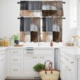 Abstract Color Stitching Kitchen Curtains Valance and Tier Set ...