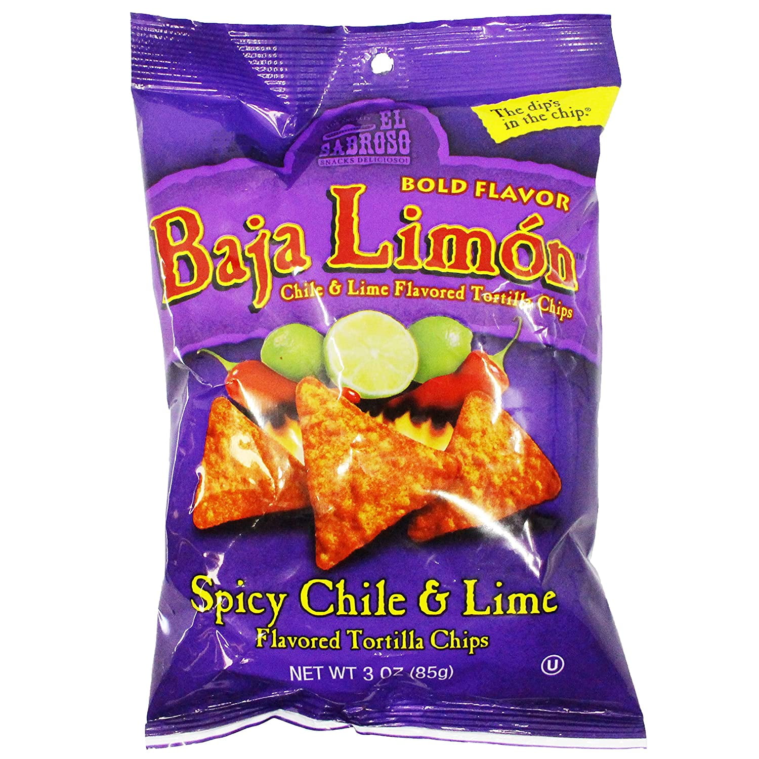 El Sabroso Baja Limon Spicy Chile & Lime Tortilla Chips (24 x 3 oz ...