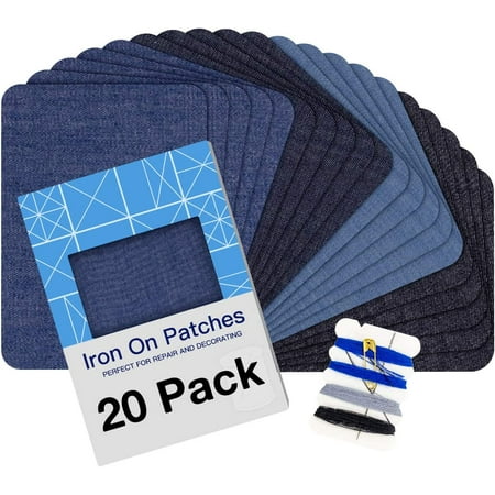 HTVRONT 20x DIY Iron on Jeans Denim Patches Fabric Clothing Repair Kit ...
