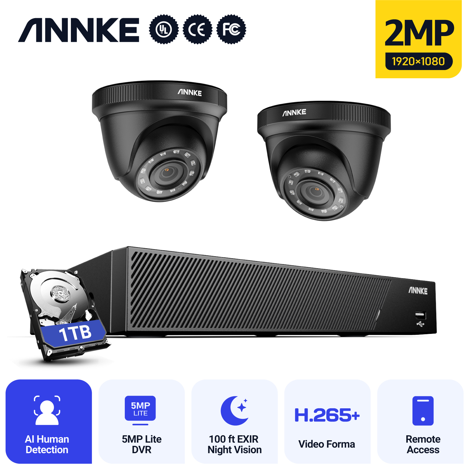 ANNKE 8CH 1080P Outdoor Indoor Home Security Camera System,6-in-1 5MP ...