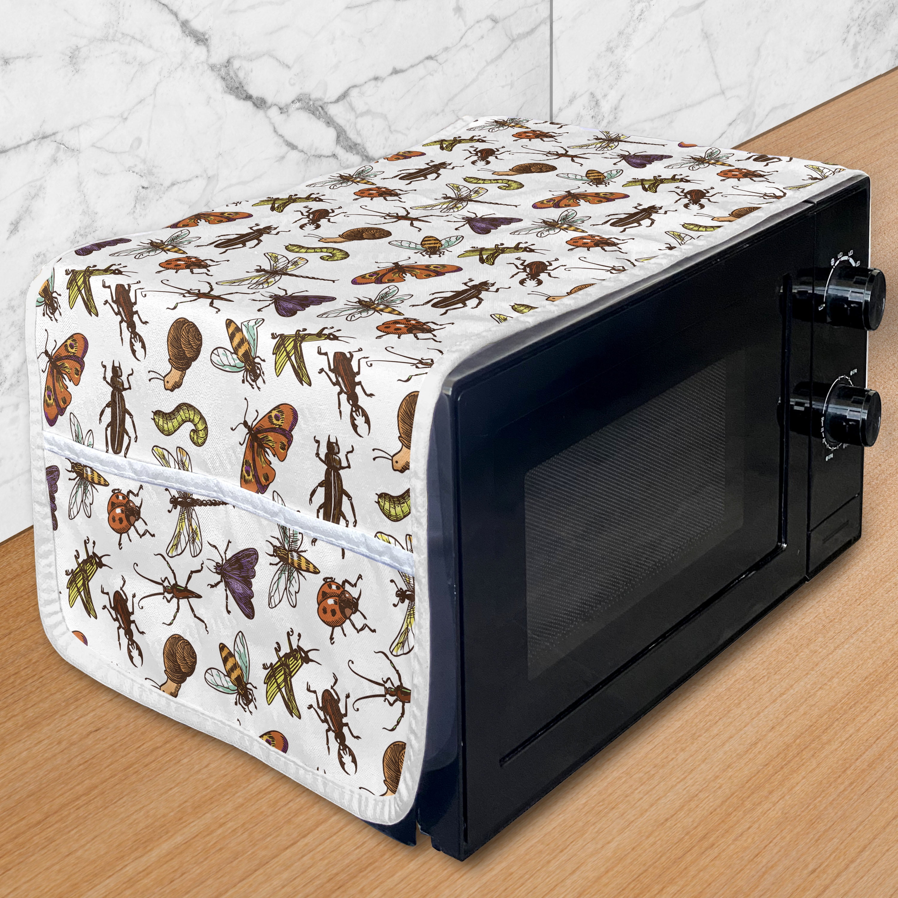 Bugs Microwave Oven Cover, Sketch Style Arrangement of Insects ...