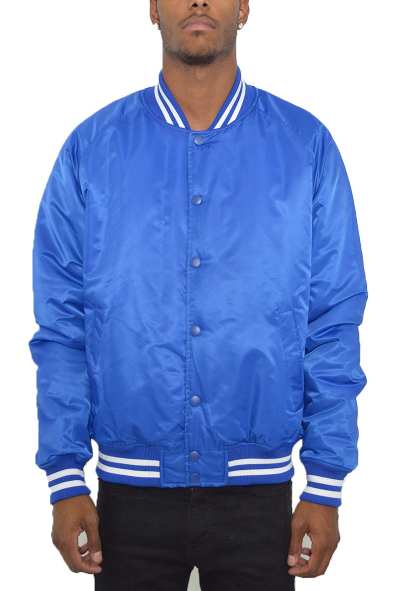 Men's Premium Classic Snap Button Baseball Letterman Varsity Bomber ...