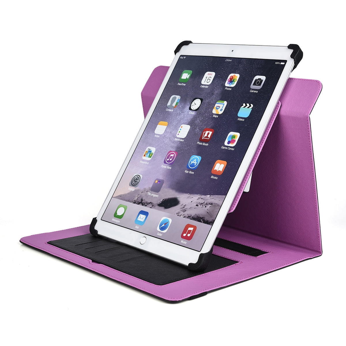 Black 12" Tablet Case with self supporting stand and credit card ...