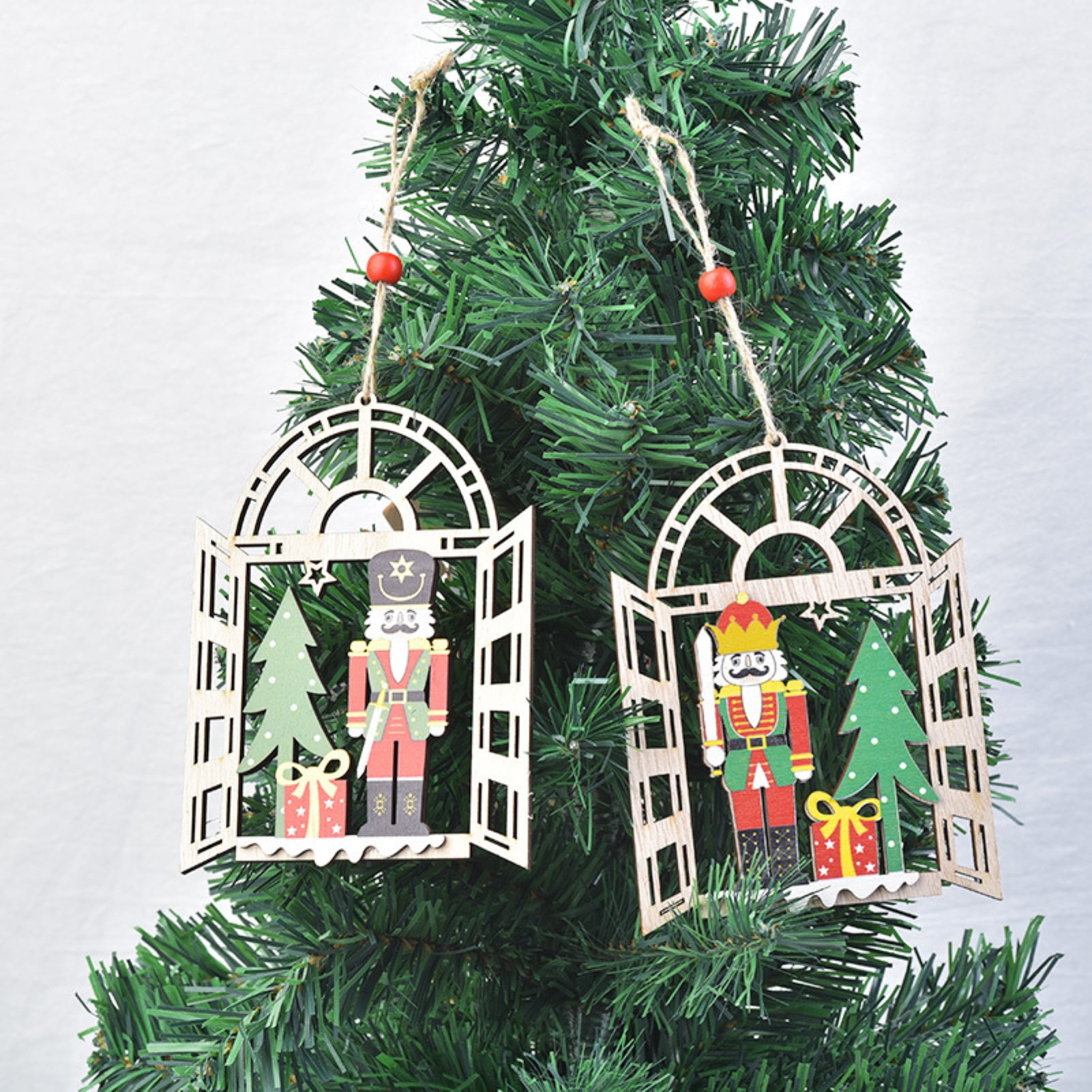 UDIYO Walnut Soldier Tree Gift Box Shape with Door Frame Christmas ...