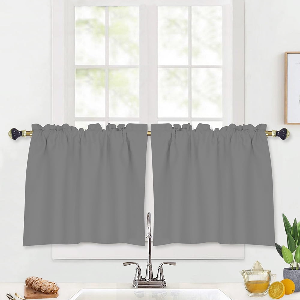 CUH 1pc Rod Pocket Half Window Curtain Short Bathroom Curtain Cafe Tier ...