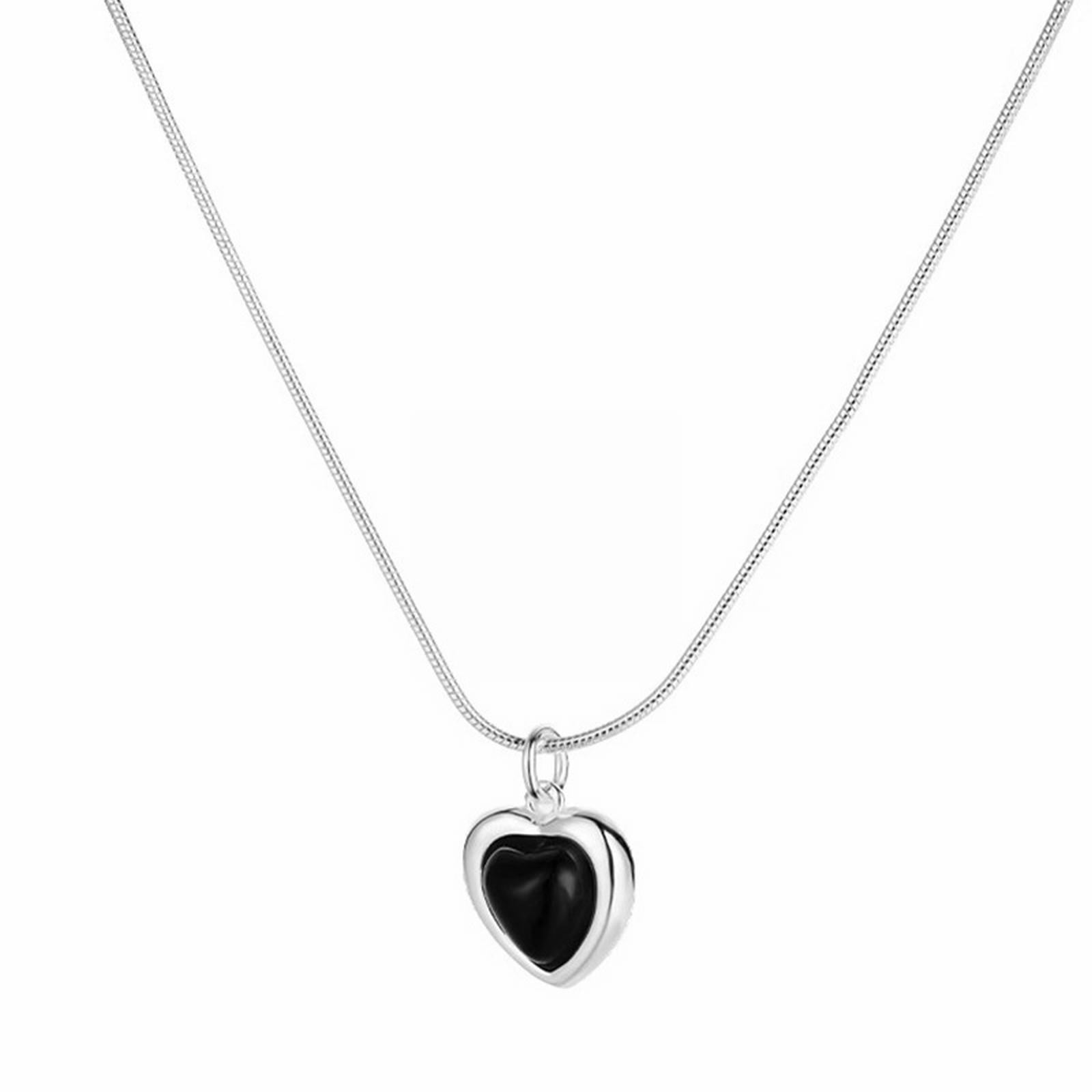 Click here for Lyrene Black Heart Shaped Pendant Necklace With Fe... prices