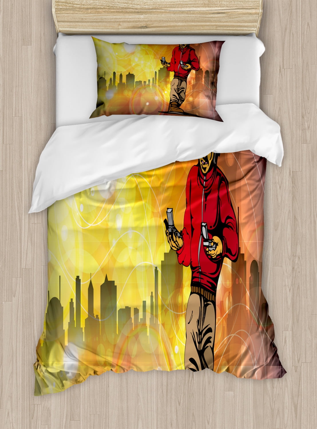 Hip Hop Twin Size Duvet Cover Set, Rap Music and Dance Themed Image ...