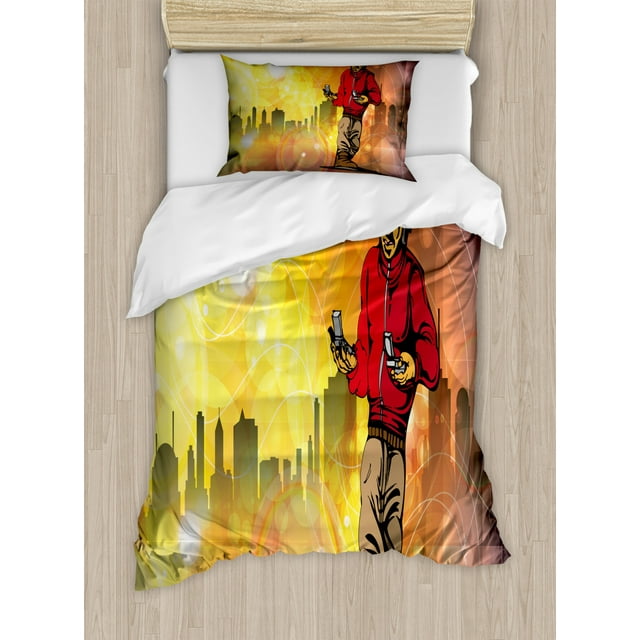 Hip Hop Twin Size Duvet Cover Set, Rap Music and Dance Themed Image ...