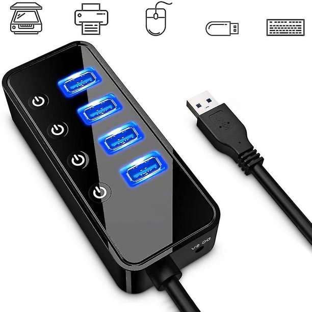 4-port Usb 3.0 Hub With 4 Usb 3.0 Data Ports And 1 Usb Smart Charging ...