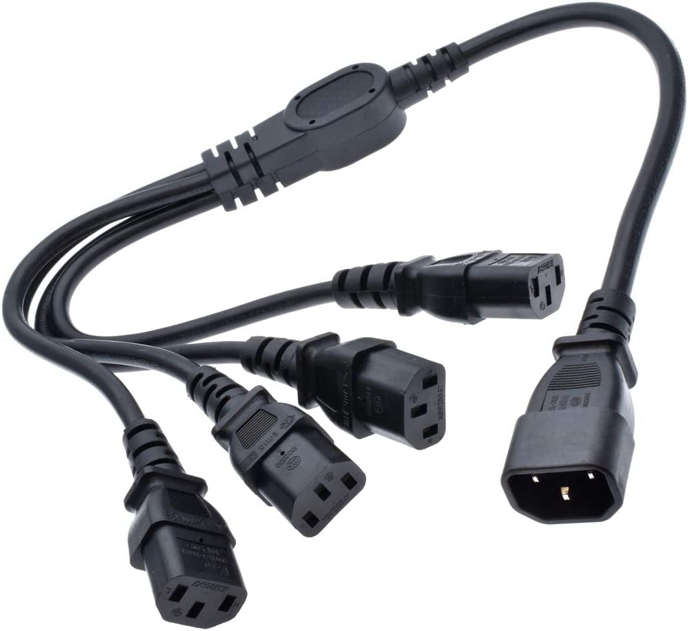 Toptekits C14 to 4 X C13, IEC320 C14 Male Plug to 4 x C13 Female Socket ...