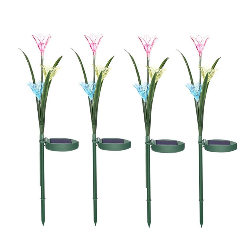 4 Pack Outdoor Solar Garden Stake Lights Flower LED Lights Garden Stake ...