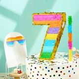 MKLZ Number 7 Pinata, Party Decoration with Blindfold, Stick and ...