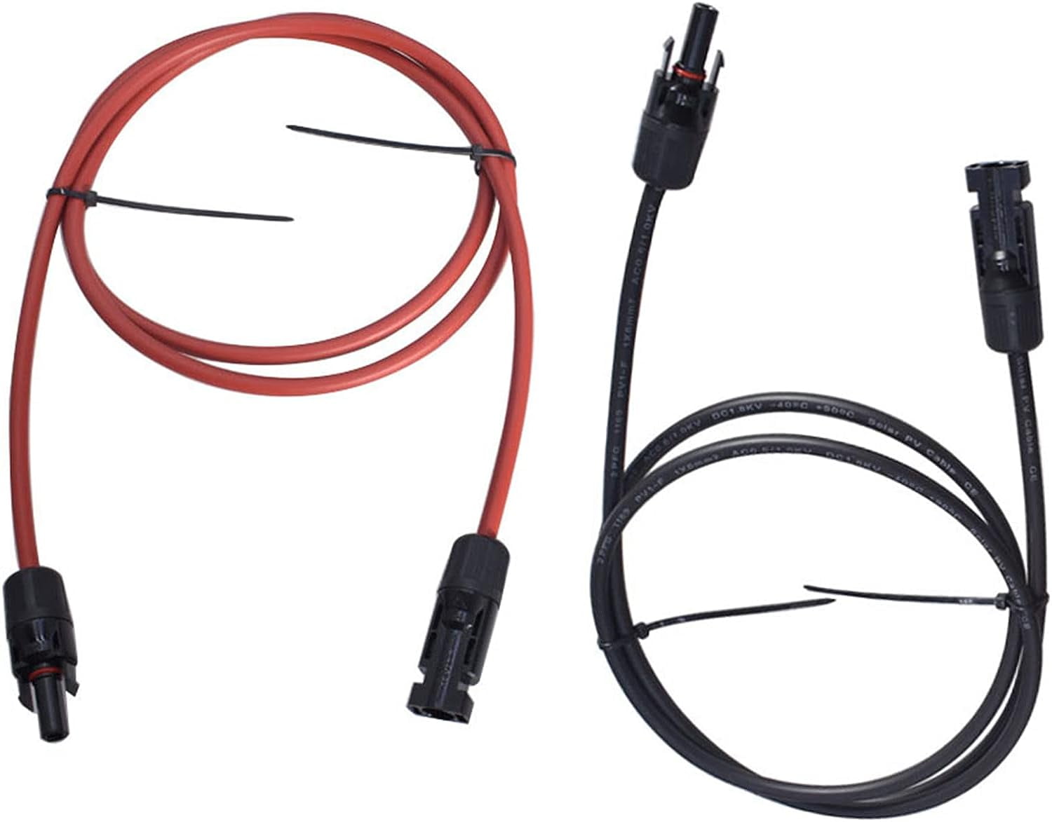 PET-U 5 Feet Solar Panel Extension Cable Red and Black, 12 AWG Solar ...