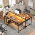 Romorgniz Computer Desk with Power Outlet, Adjustable CPU Stand, Fabric ...