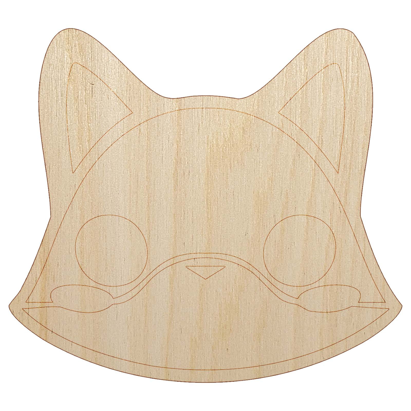 Charming Kawaii Chibi Fox Face Blushing Cheeks Wood Shape Unfinished ...