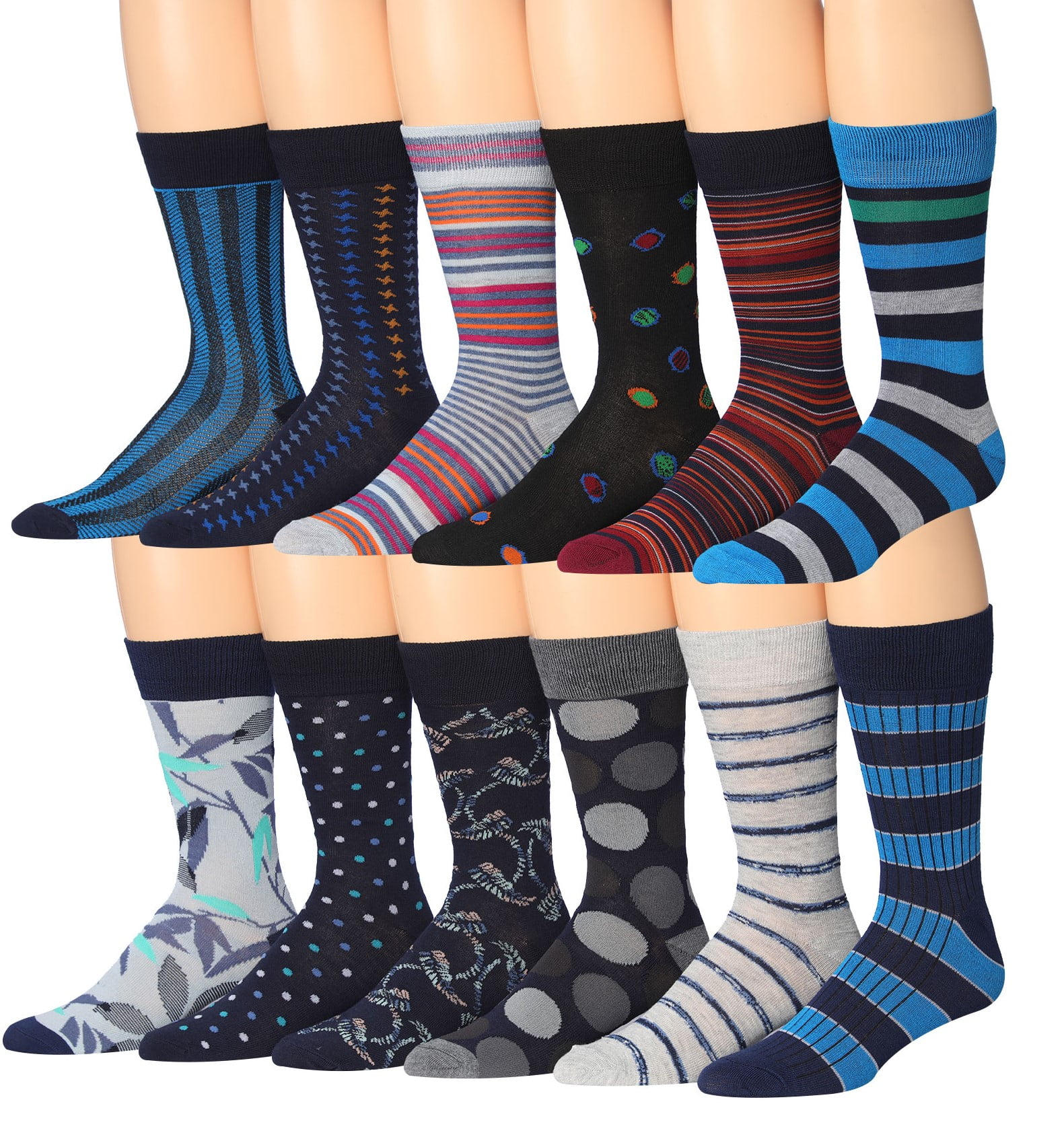 James Fiallo Mens 12-Pairs Funny Funky Crazy Novelty Colorful Patterned ...