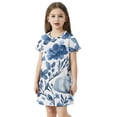 BZSMCE Short Sleeve dress Dress Casual Cotton Dresses-Blue Bunny Flower ...