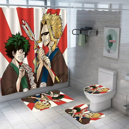 4 Pieces My Hero Academia Fabric Shower Curtains Sets Japan Anime ...