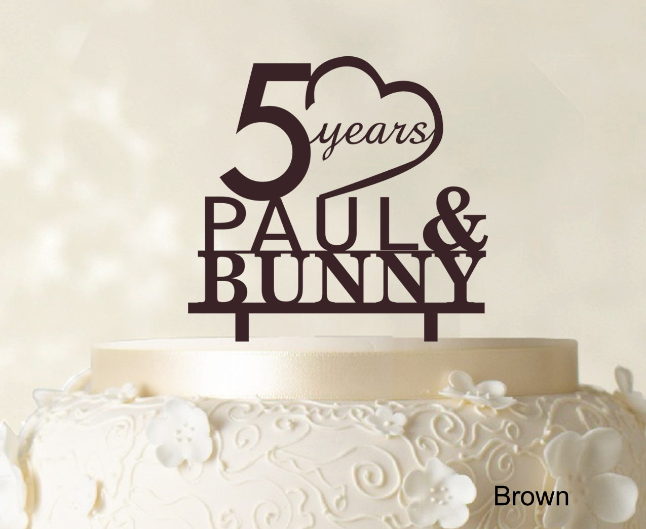 """Happy Birthday"" Cake Topper Csutom Name Brown Cake Topper Cake ...