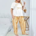 FUNDUFI Women Plus Size Pajamas Short Sleeve Tee Striped Pants Sets Sleepwear Pyjamas Soft ...