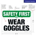 Safety First, Wear Goggles, Safety Sign 18x24 aluminum - Walmart.com