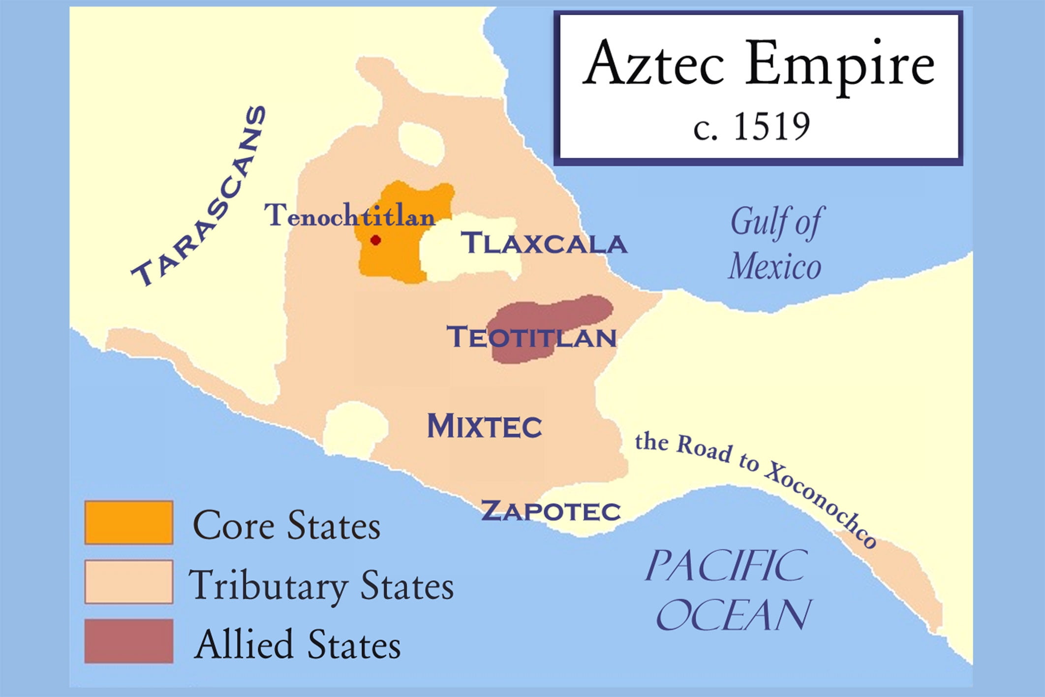 24x36 gallery poster, Map of Aztec Empire 1519 - Walmart.com