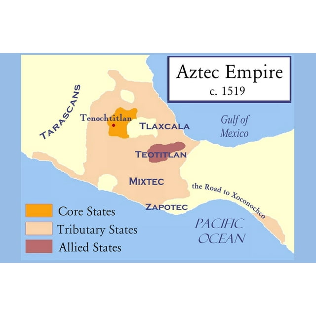 24x36 gallery poster, Map of Aztec Empire 1519 - Walmart.com