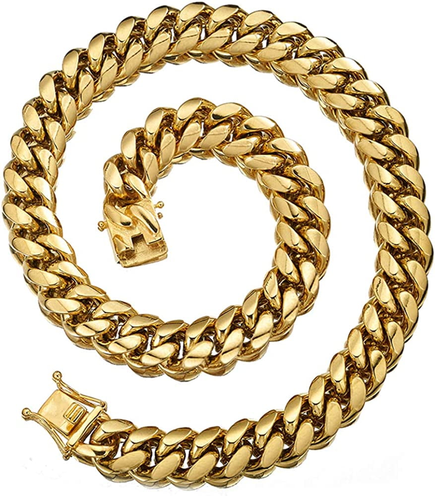 Jewelry Kingdom 1 Gold Cuban Link Chain Necklace or Bracelet for Men ...