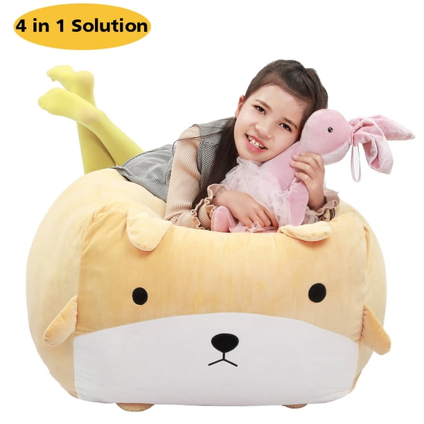Stuffed Animal Dog Storage Bean Bag Chair for Kids Bedroom Decor ...