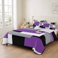 Abstract Splicing Purple White Grey Square Blocks 3 Pieces Quilt Set,1 ...