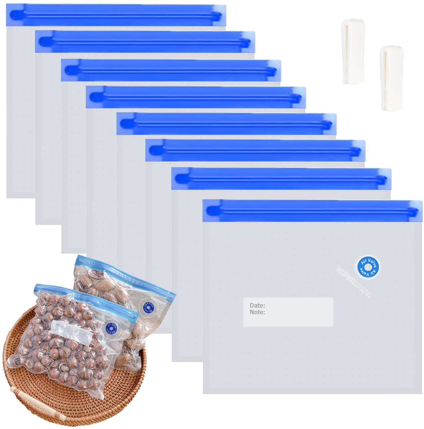 Sous Vide Bags 18pcs 8.3x8.7in Reusable Vacuum Food Storage Bags for ...