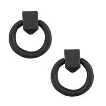 Renovators Supply 2" Black Cast Iron Ring Kitchen Drawer Cabinet Pulls with Hardware Pack of 2 ...