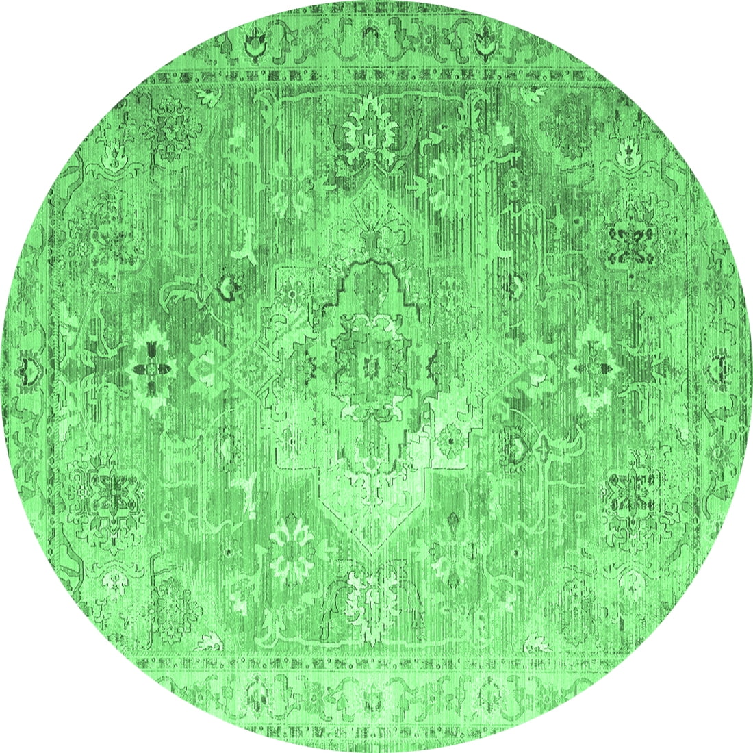 Ahgly Company Indoor Round Medallion Emerald Green Traditional Area ...