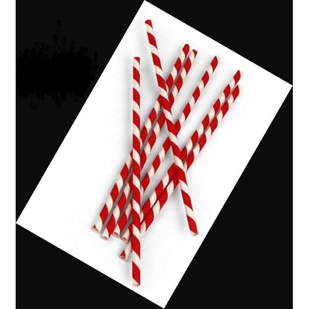 250pcs Paper Straw 6mm 7.75" Red & White Striped Swirl Drinking Straws ...