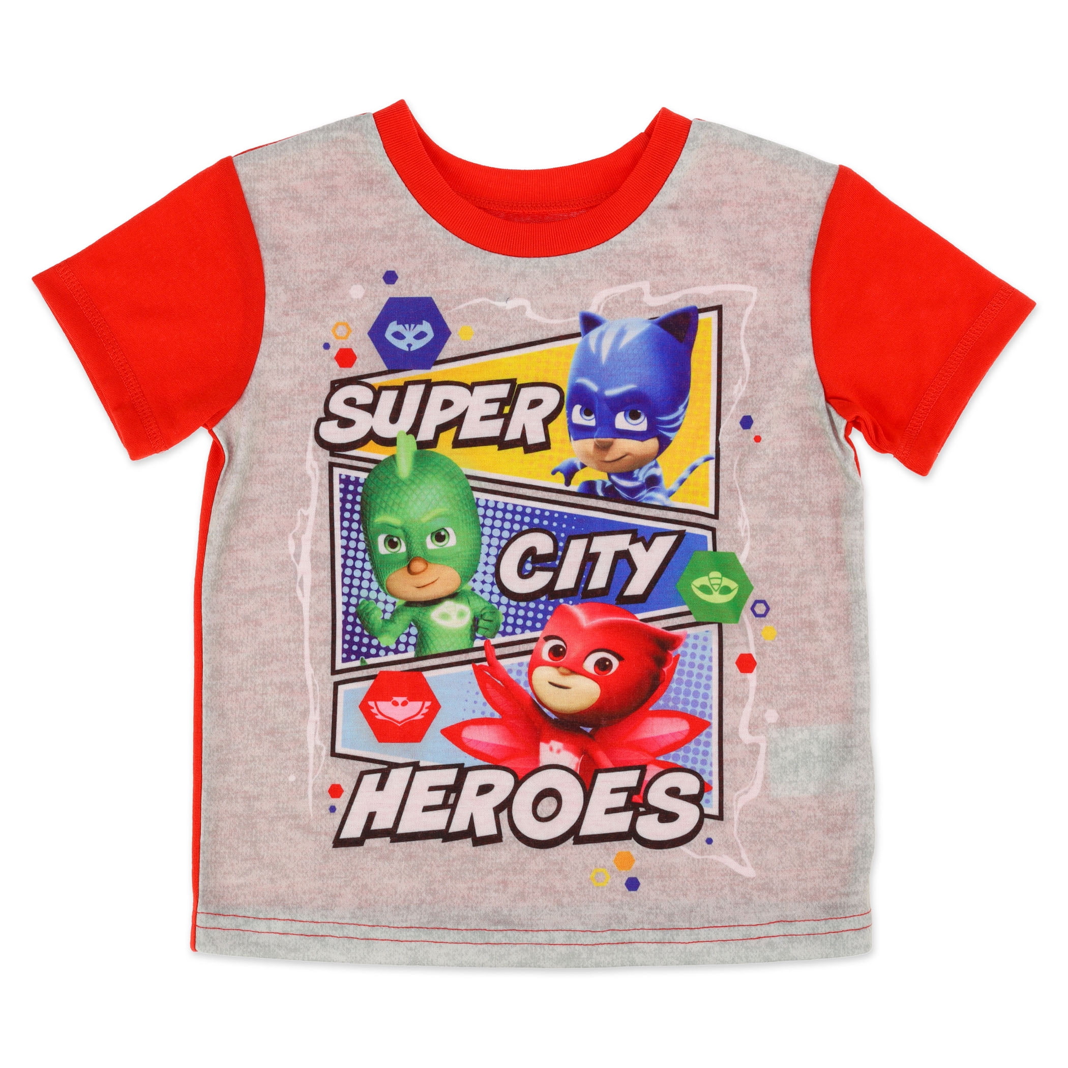 PJ Masks Pajamas for Boys, 2-Piece Shirt and Shorts Set, Red, Toddler ...