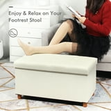 PINPLUS 30" Footstool for Living Room,White Ottoman Storage Box with ...