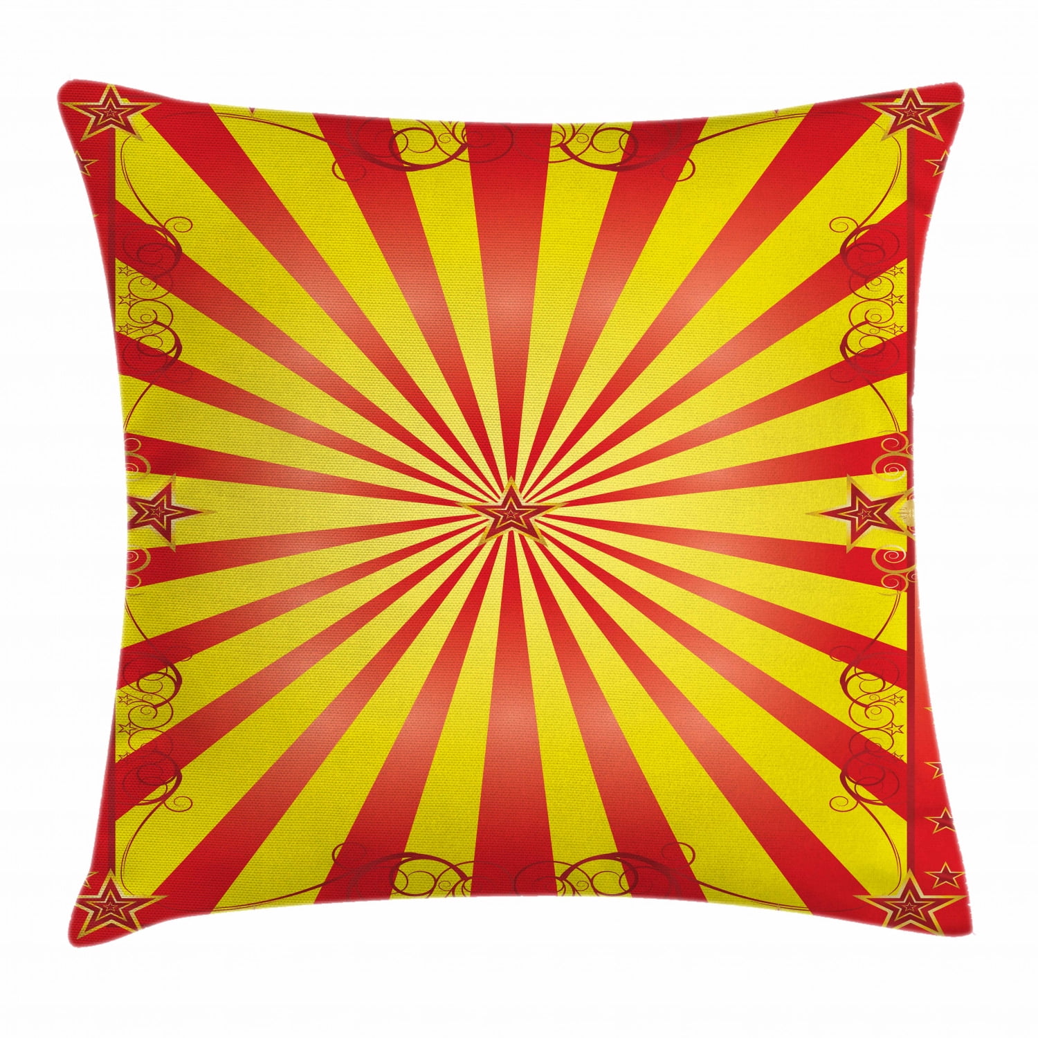 Circus Throw Pillow Cushion Cover, Retro Background with Curves Beams ...