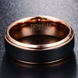 8mm Black Rose Gold Tungsten Carbide Wedding Band Ring for Men Brushed Finish Size 5-15 ...