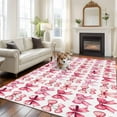 Aesthetic Bows Washable Area Rug 6 x 9 ft Pink Rose Bow Love Bow White ...