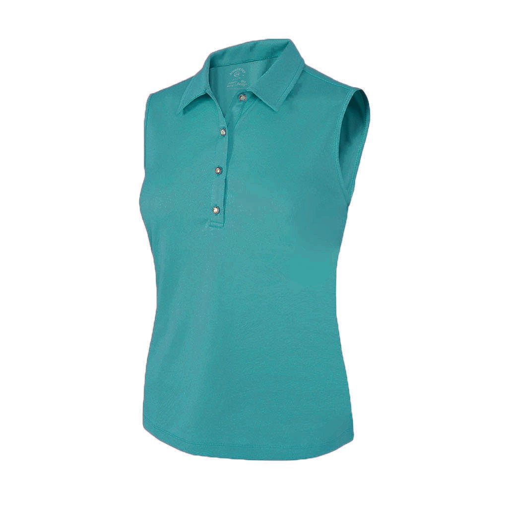 Monterey Club Women's Floral Emboss Texture Polo Sleeveless #2095 ...