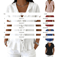 2026 Summer Linen Blouse for Women V Neck Ruffle Trim Cap Sleeve Casual ...