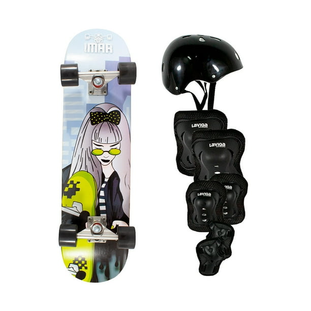 Patineta Clásica Juvenil Skate Girl LAVIGA Con Protecciones PU Alta ...