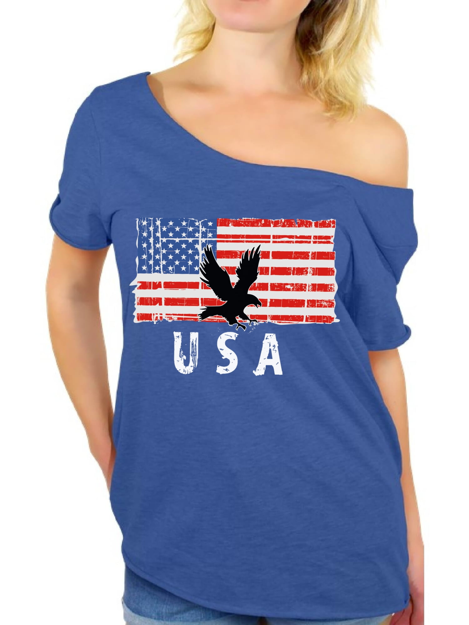 Awkward Styles Eagle Usa Off Shoulder Shirt United States Pro America T