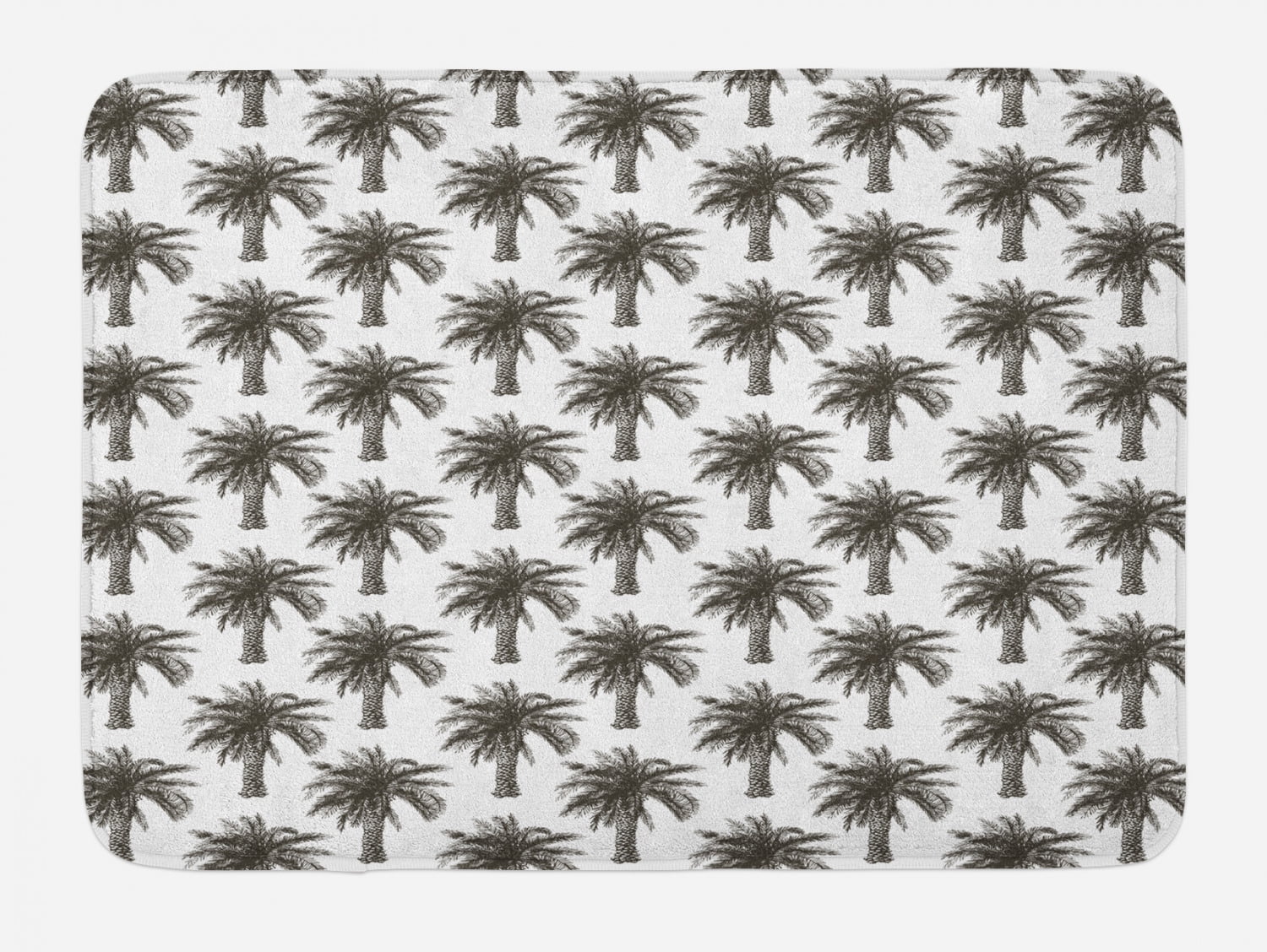 Palm Tree Bath Mat, Fully Grown Coconut Banana Trees with Retro Effect ...