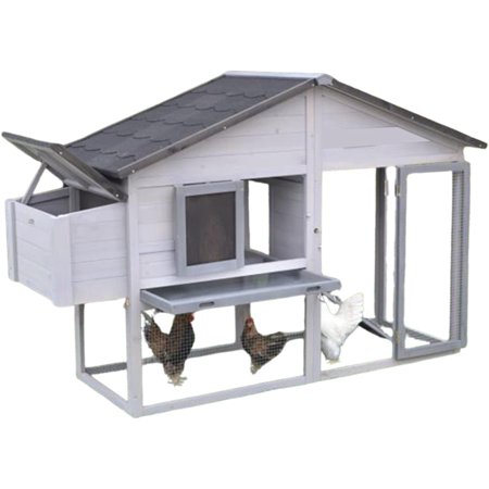 Chicken Coop for 4-6 Chickens - Backyard Wooden Chicken House - Large ...