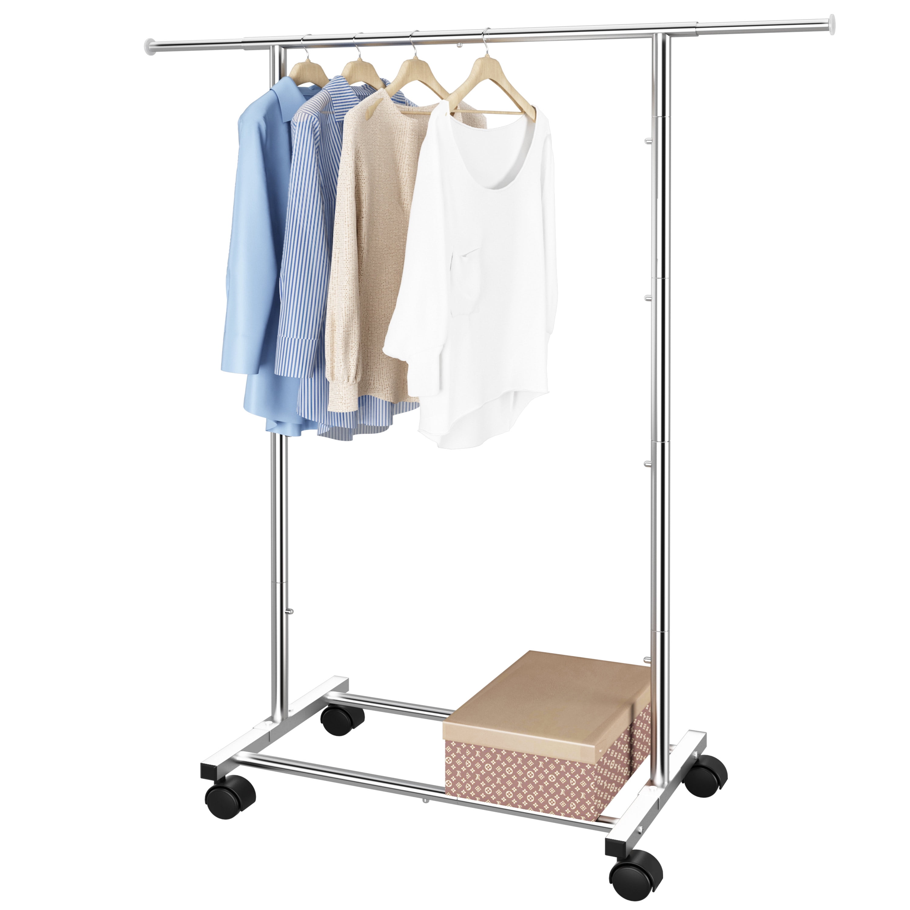 Simple Trending Clothing Garment Rack, Rolling Clothes Rack on Wheels ...