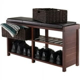 Winsome Wood Colin Storage Bench, Seat Cushion & 2 Foldable Chocolate ...