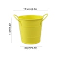 Yellow Double-Handles Iron Bucket Pen Holder, Mini Metal Planter for ...