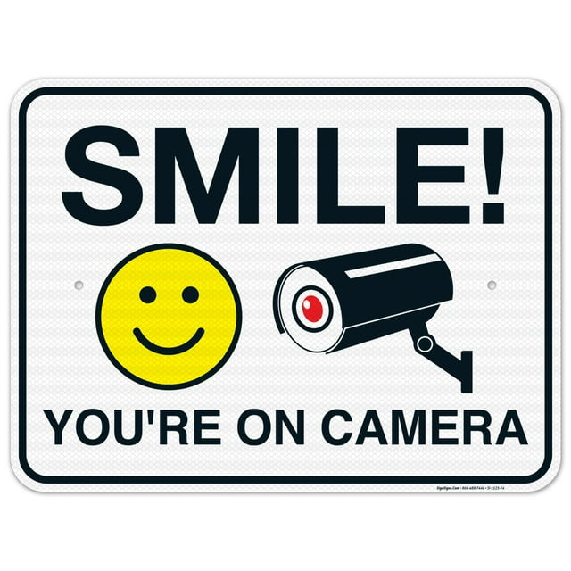 Smile You'Re On Camera Sign, Camera Sign, 18x24 Reflective Aluminum EGP ...