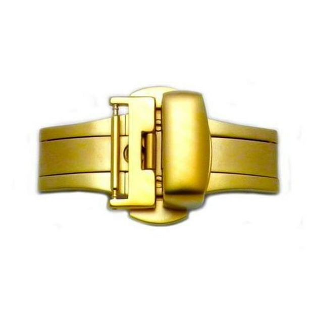 Gold Tone 20mm Push Button Butterfly Deployment Clasp - Walmart.com